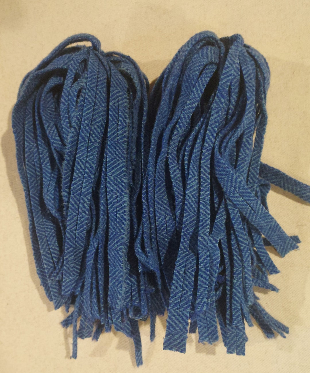 100 6 Royal Blue and Teal Herring Bone Felted Rug Hooking or Punch ...