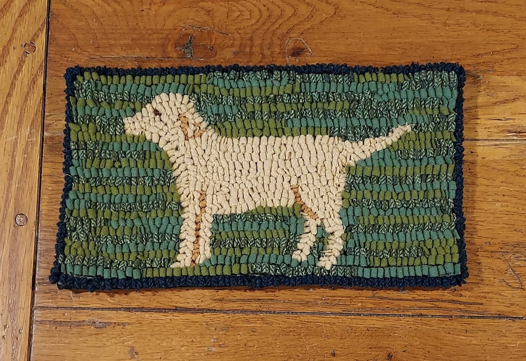 Yellow Labrador Dog Beginner Primitive Rug Hooking Kit With Cut Wool ...