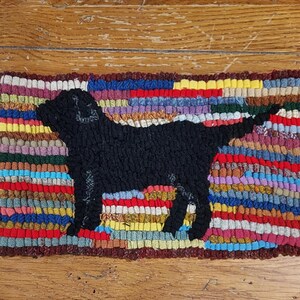 Black Labrador Dog Beginner Primitive Rug Hooking Kit With Cut Wool ...
