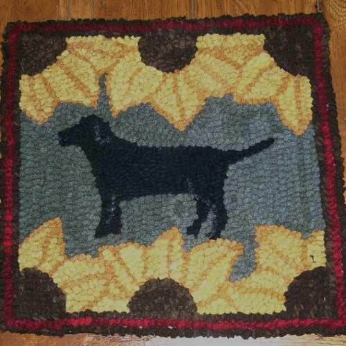 Black or Chocolate Labrador Dog Primitive Rug Hooking Kit With - Etsy