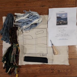 Beginner Abstract Landscape Rug Hooking Kit With #8 Wool Fabric Strips ...