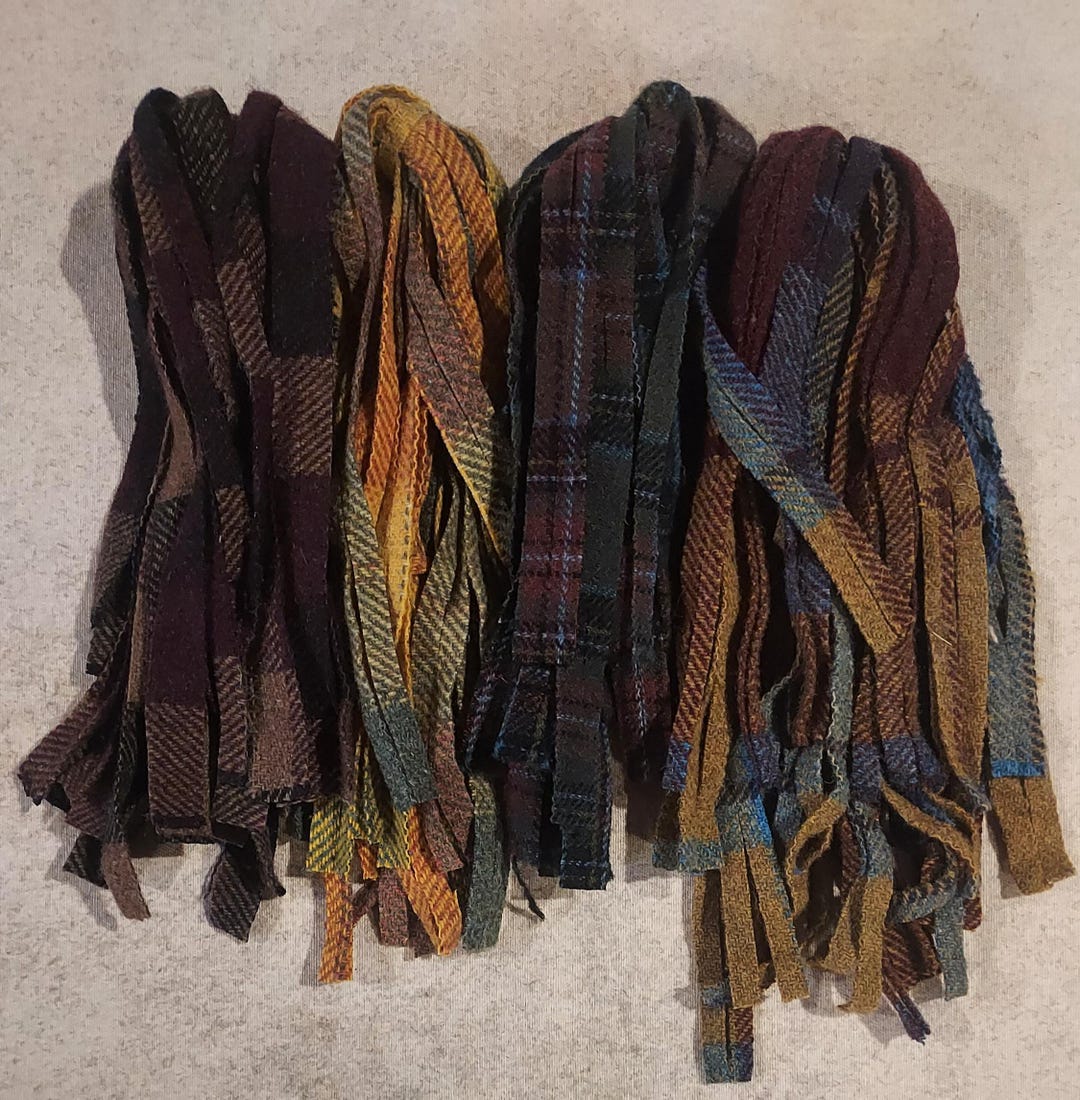 100 #8 Hand and Mill Dyed Bricks and Rooftops Plaids Felted Rug Hooking ...