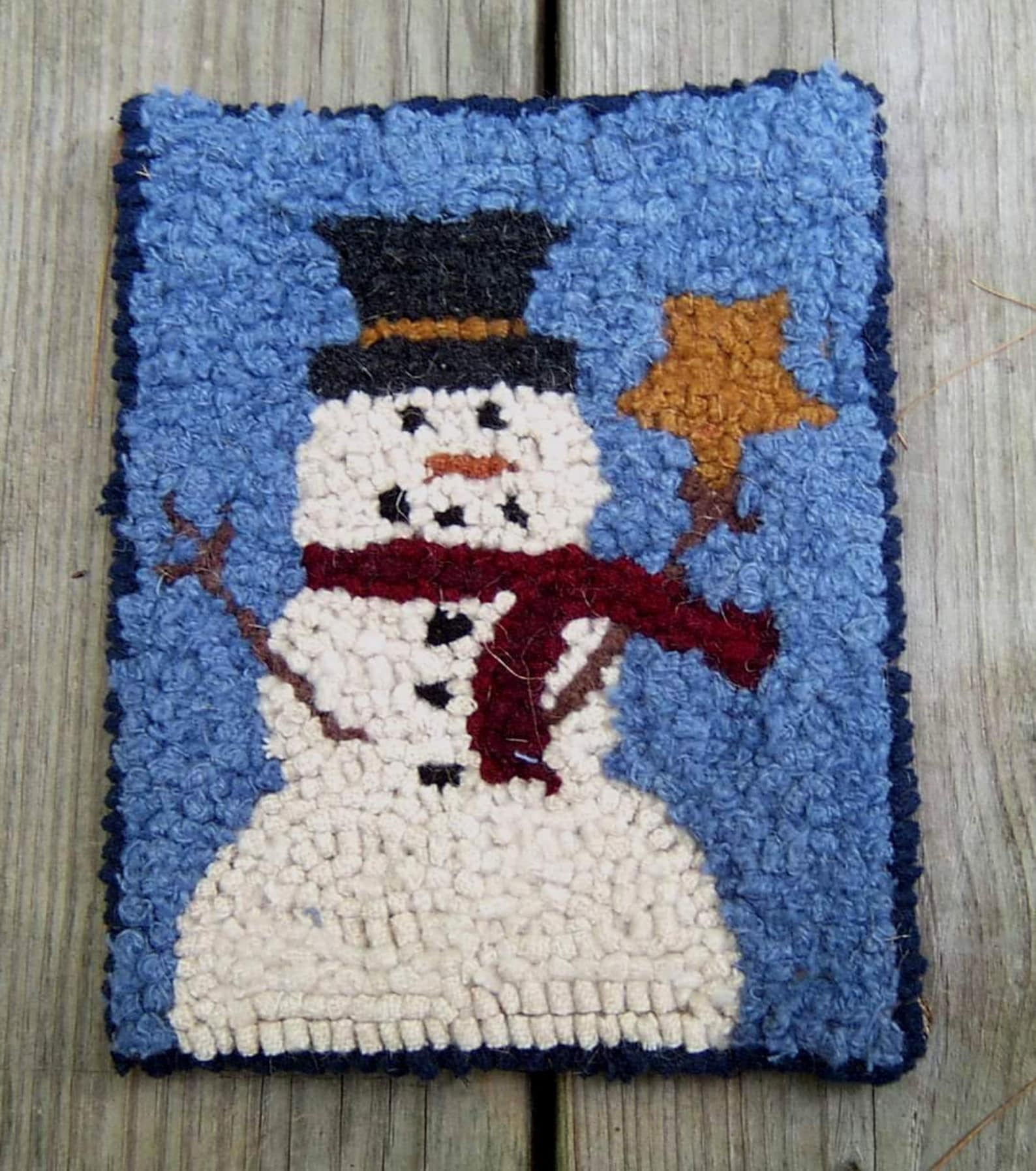 Beginner Snowman Primitive Rug Hooking Kit With 8 Cut Wool - Etsy