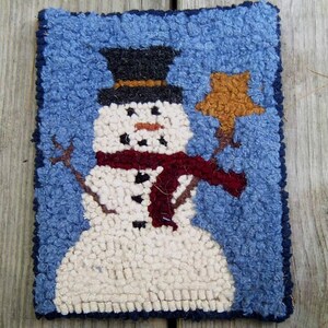 Beginner Snowman Primitive Rug Hooking Kit With #8 Cut Wool Fabric ...