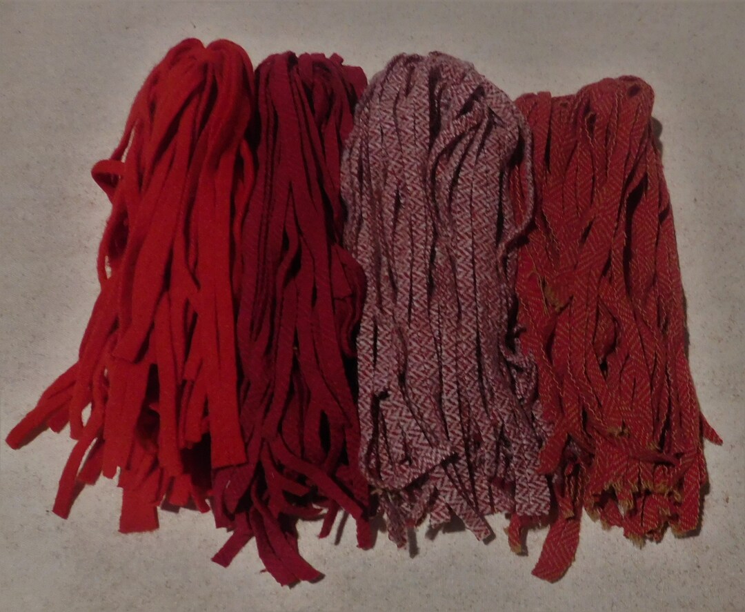 200 6 Red Solids and Herring Bones Mix Felted Rug Hooking or - Etsy
