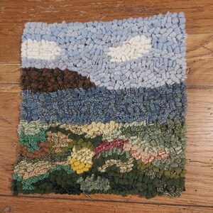 Beginner Abstract Landscape Rug Hooking Kit With #8 Wool Fabric Strips ...