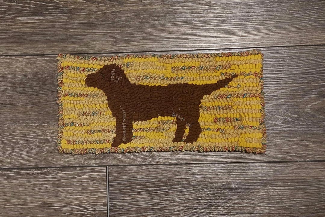 Chocolate Labrador Dog Beginner Primitive Rug Hooking Kit With Cut Wool ...