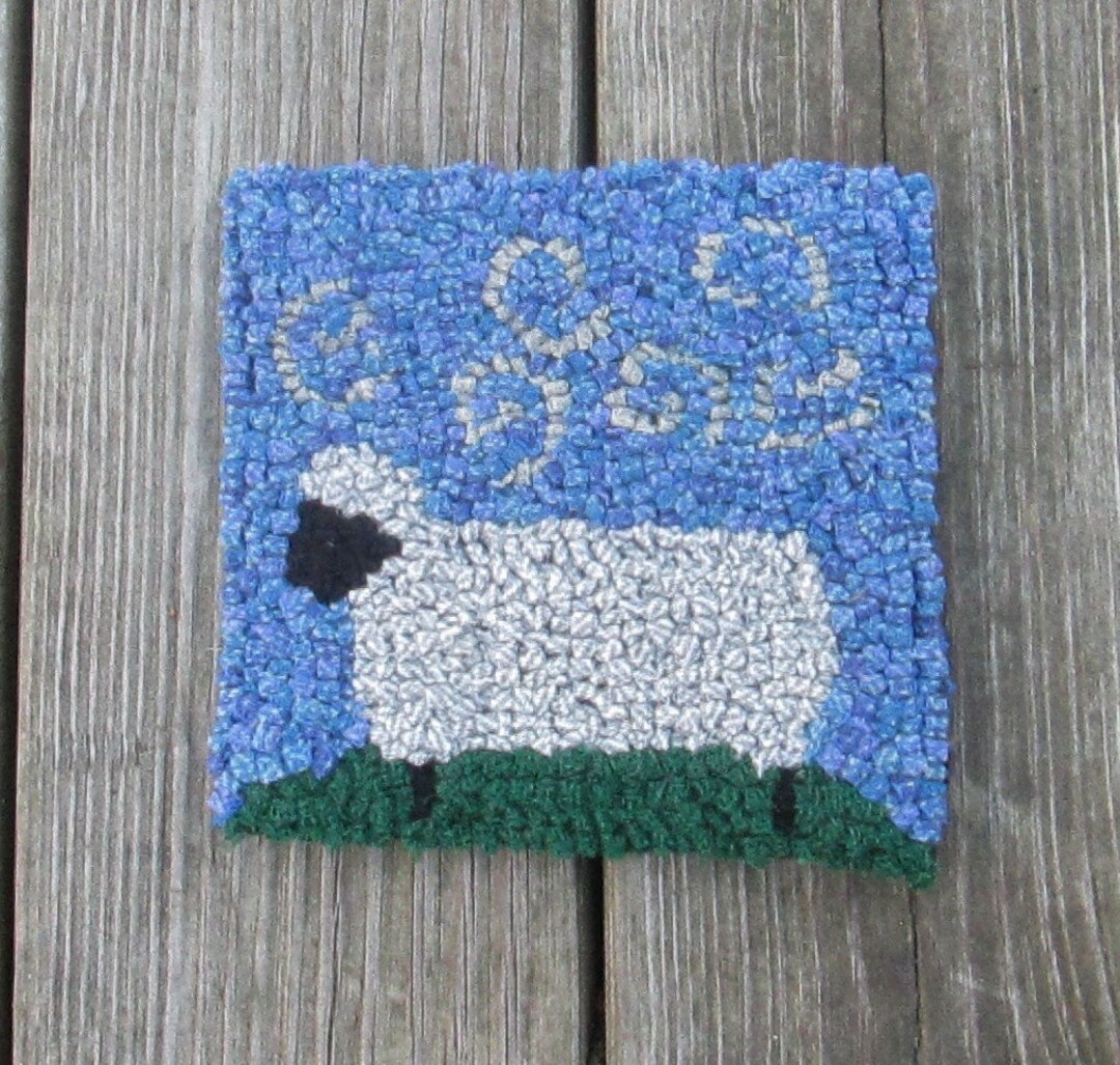Complete Beginner Sheep Primitive Rug Hooking Kit With 6 Cut Wool ...