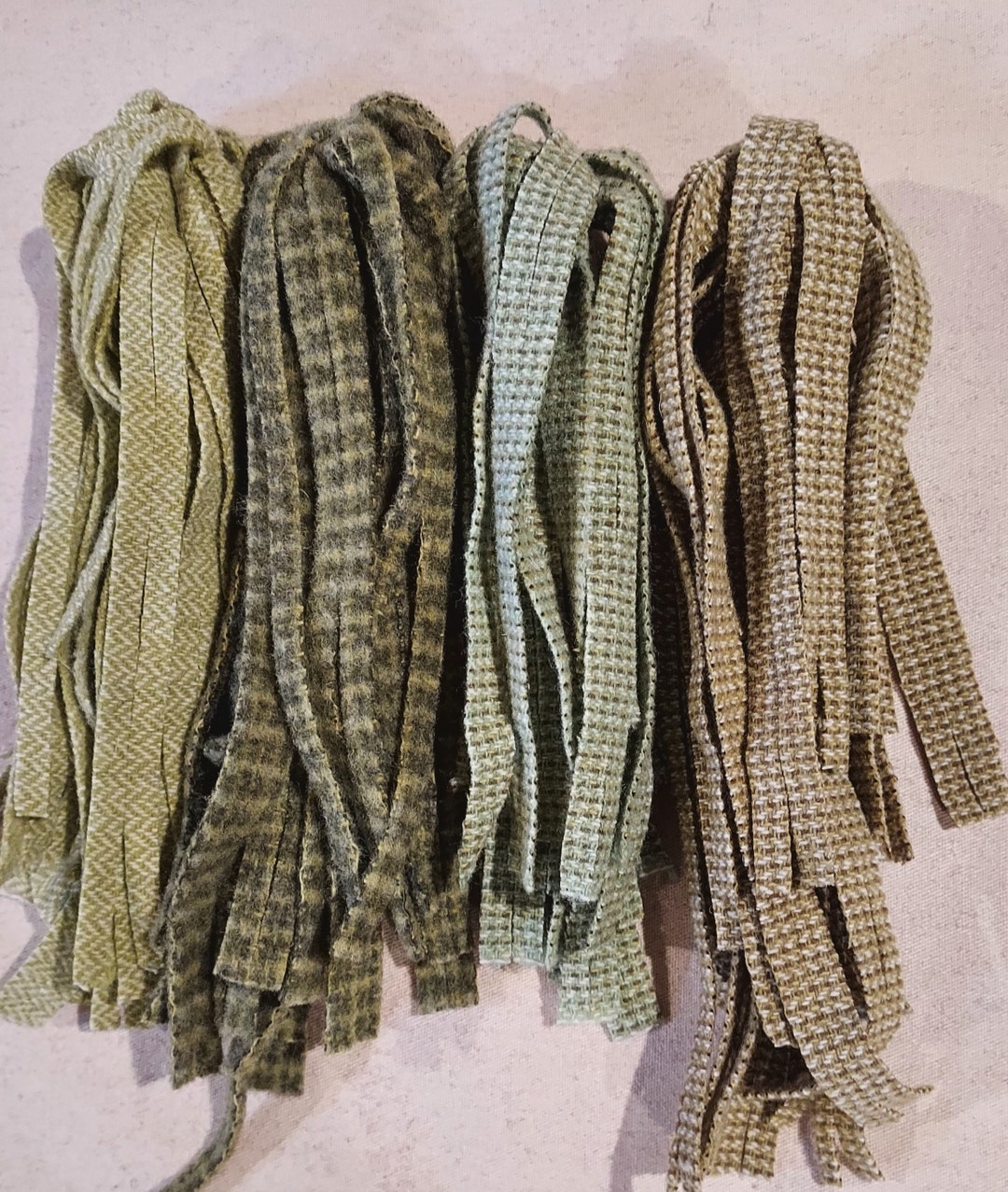 100 #8 Four Textured Mossy Greens Felted Rug Hooking or Punch Needle ...