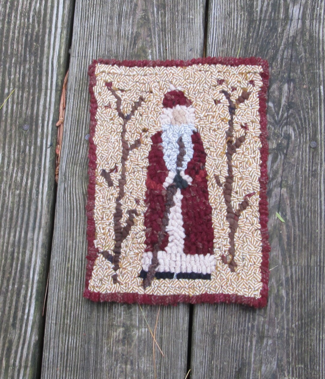 Beginner Santa Claus Primitive Rug Hooking Kit With Cut Wool Fabric ...