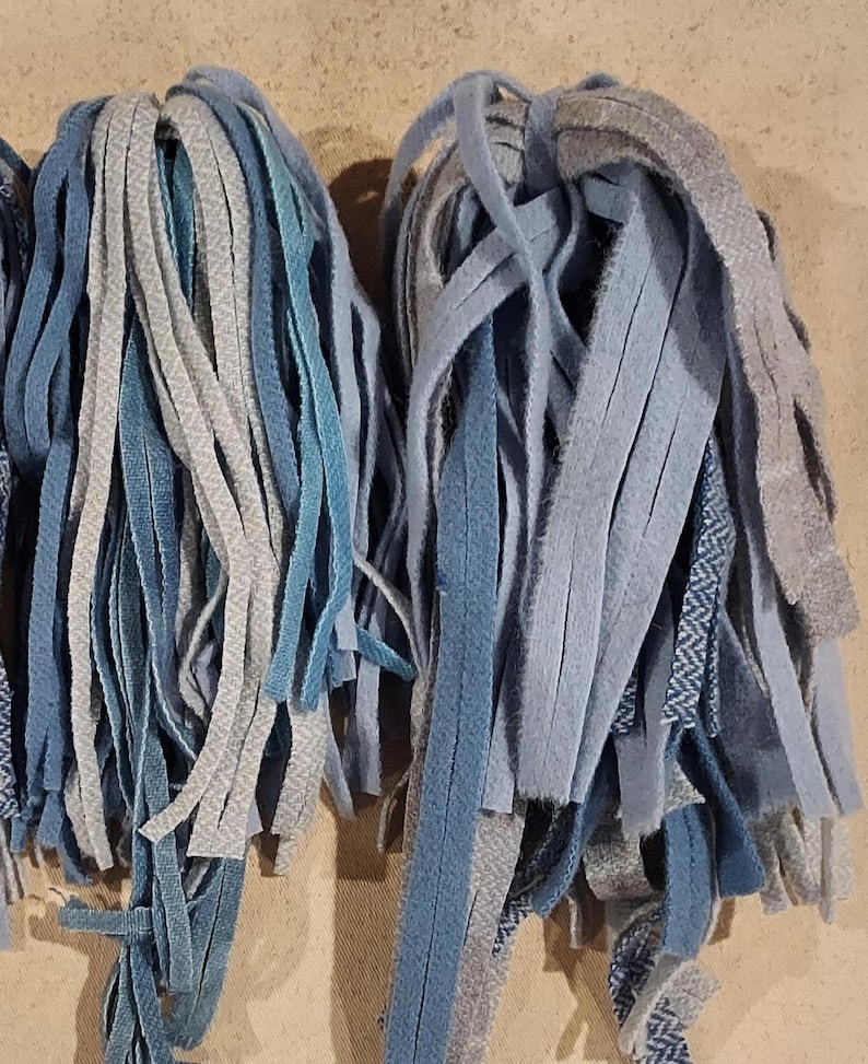 50 Blues on the Light Side Felted Rug Hooking or Punch Needle Wool ...