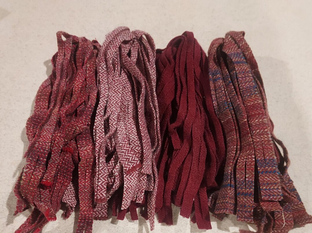 100 #8 Cranberries in Solids and Textures Felted Rug Hooking or Punch ...