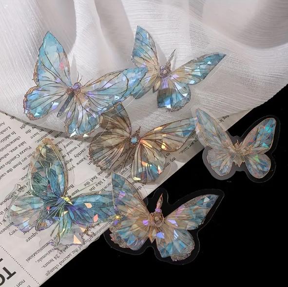 20 Pack 3D Pink Crystal Butterfly Stickers, PC Material, Hand Account ...