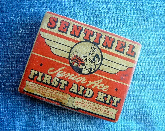 Vintage Sentinel Junior Ace First Aid Kit Tin - Etsy