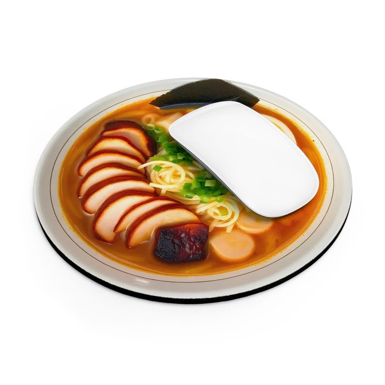 Ramen Mouse Pad, Round Aesthetic Deskmat Idea for Home Office, Unique ...