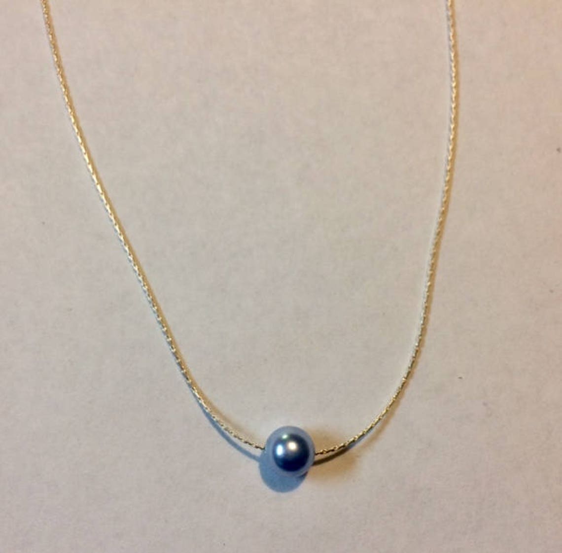 Sterling Silver Swarovski Floating Pearl Necklace, Pearl Necklace ...