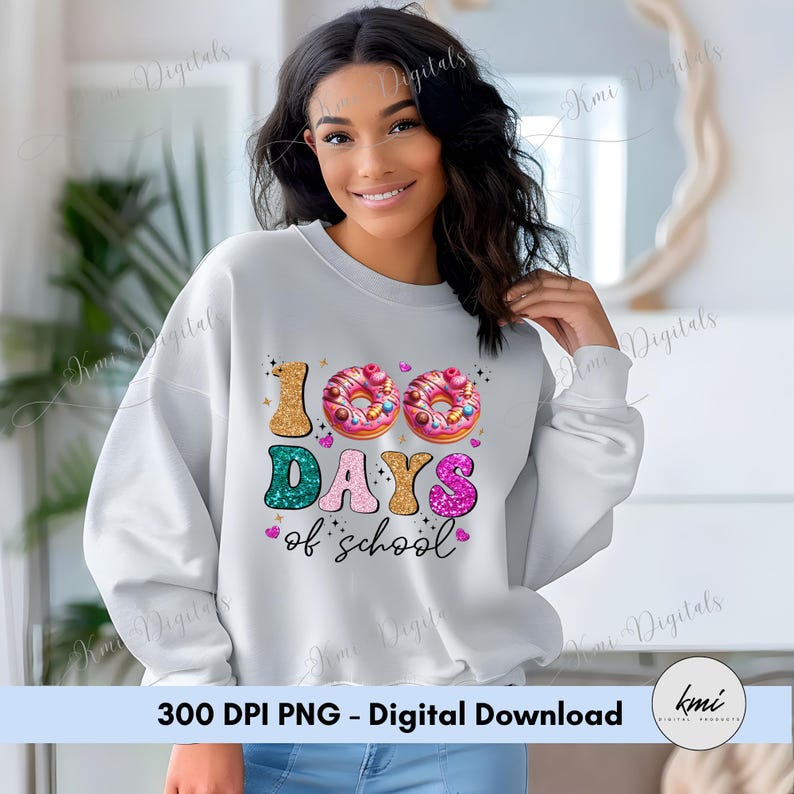 Donut Themed 100 Days of School Png, 100 Days of School Png, Donut ...