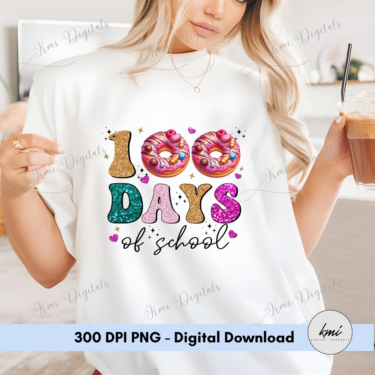 Donut Themed 100 Days of School Png, 100 Days of School Png, Donut ...