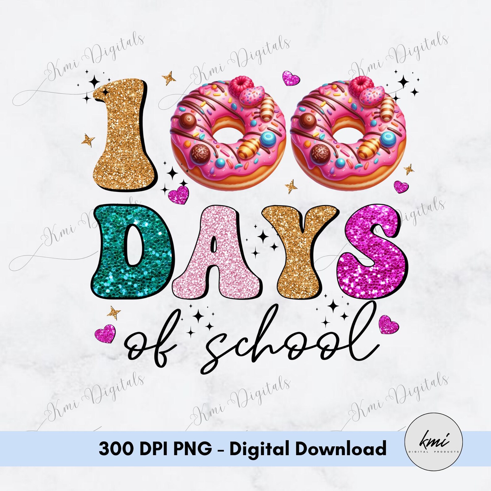 Donut Themed 100 Days of School Png, 100 Days of School Png, Donut ...