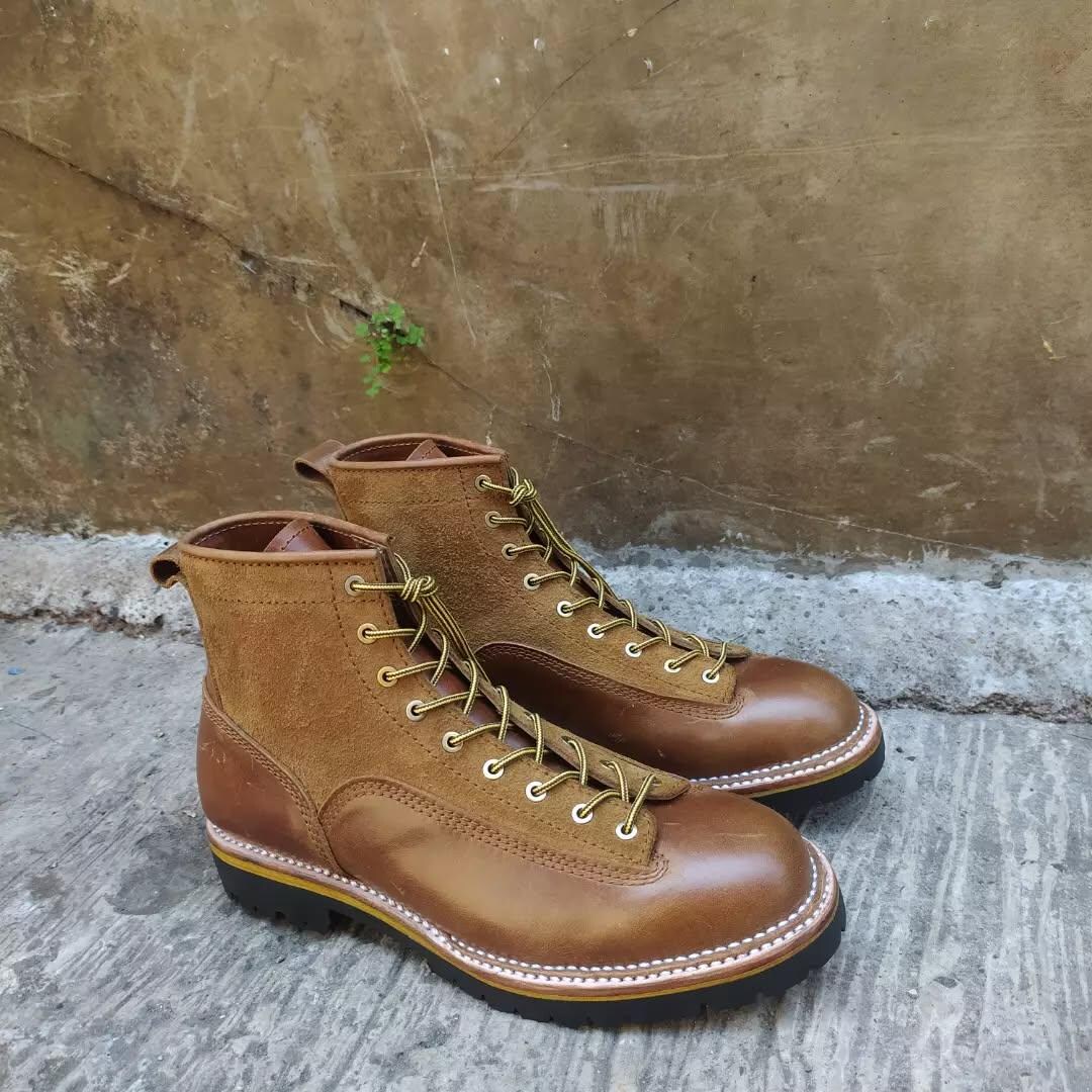 Handmade Leather Work Boots – Rustic Brown, Durable Outdoor Shoes - Etsy