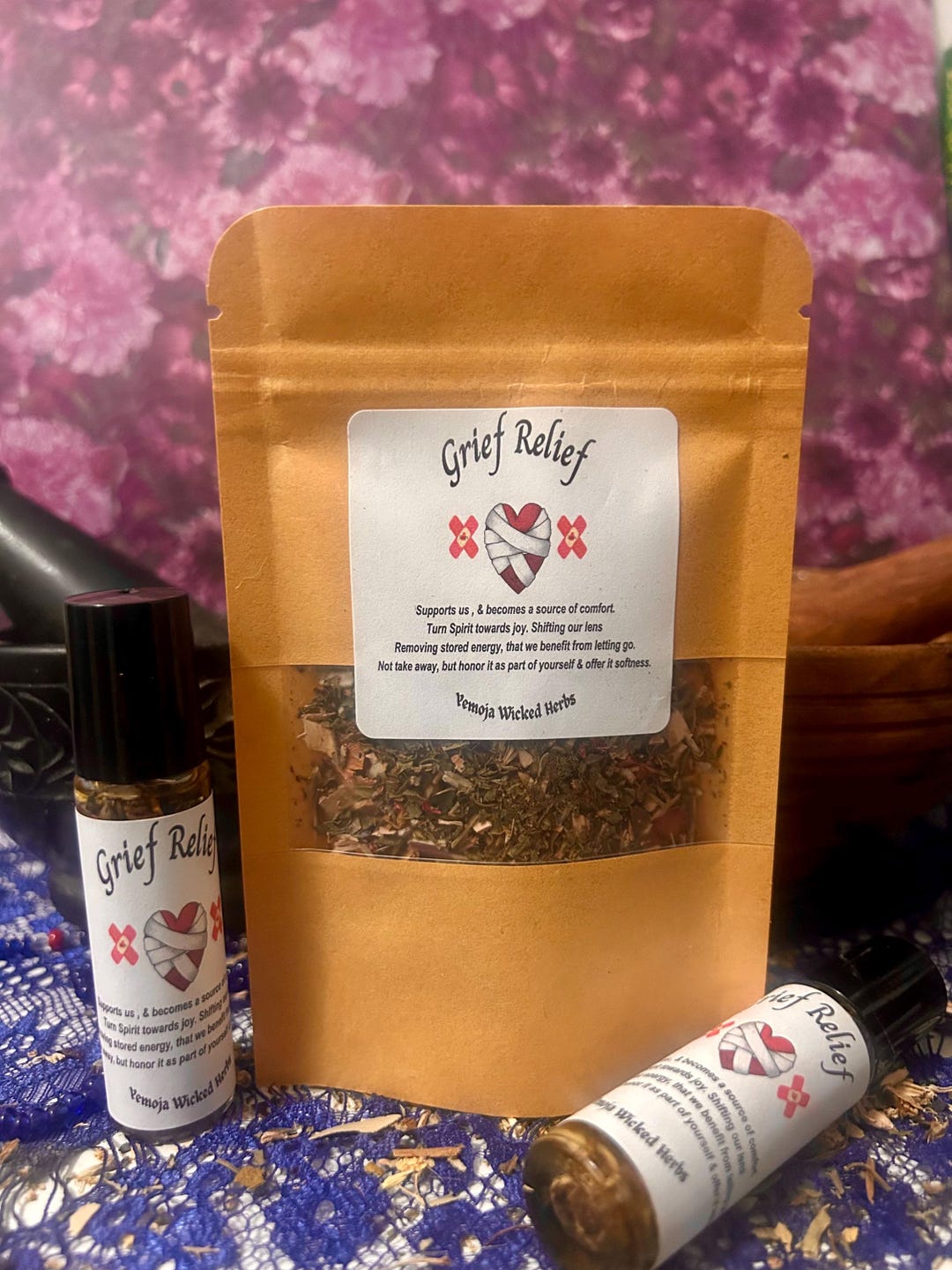 Grief Relief Bundle / Greif Herbal Mix / Grief Spell Oil / Broken Heart ...