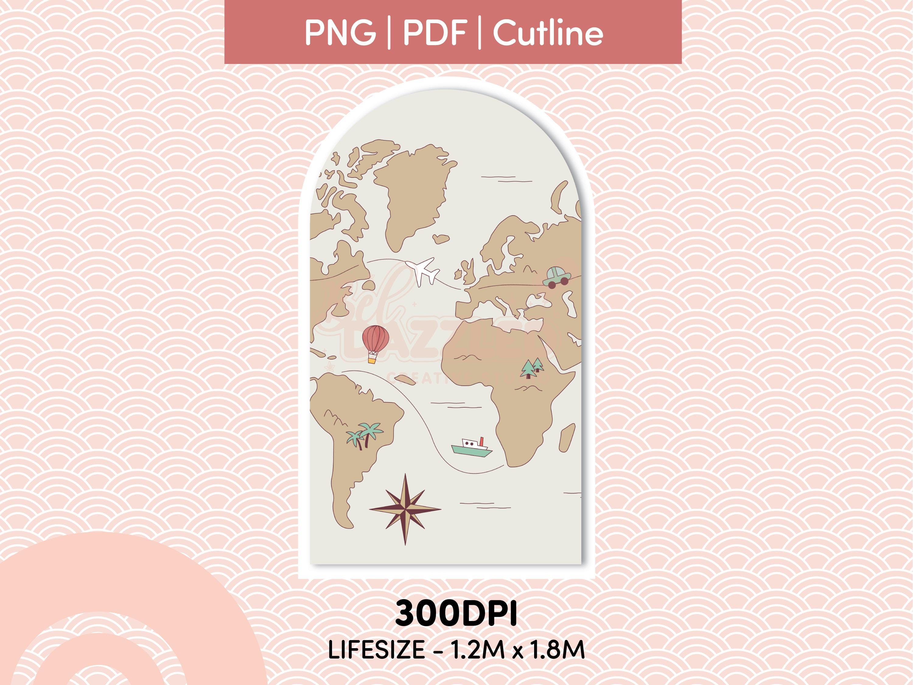 1.2x1.8m World Map Adventure Travel Theme Birthday Cutout Arch Backdrop ...