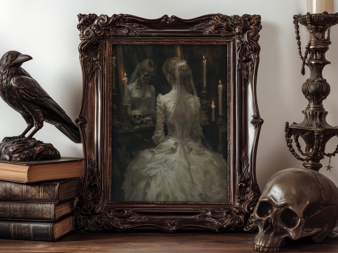 Skeleton Bride | Macabre Victorian Printable Wall Art, Moody Gothic ...