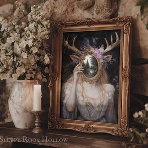 Mirror Nymph | PRINTABLE Wall Art, Fae Witch Print, Goblincore Decor ...