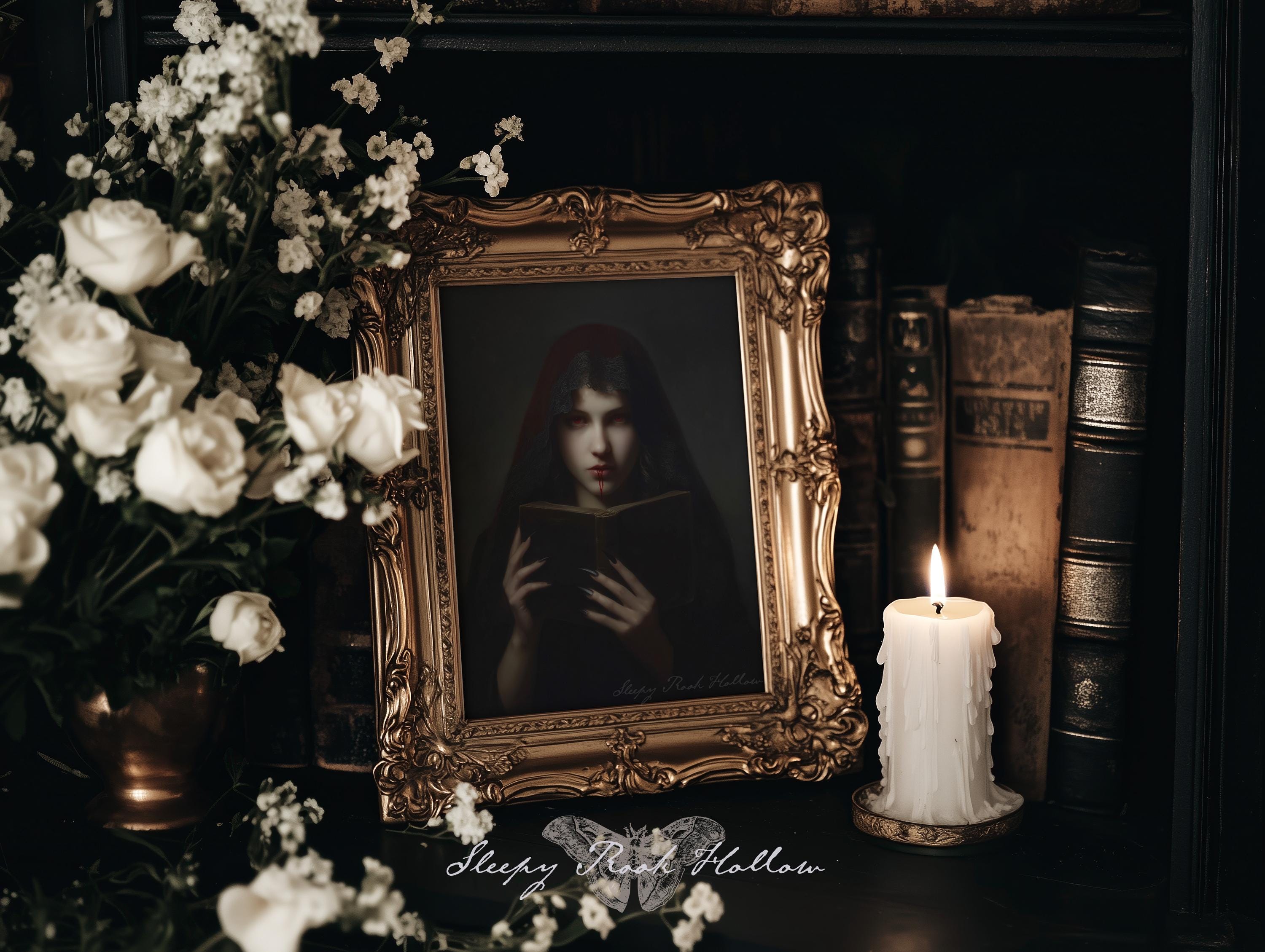 Vampire Scholar Art Printable: Dark Academia Gothic Decor (digital ...