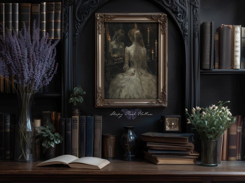 Skeleton Bride | Macabre Victorian Printable Wall Art, Moody Gothic ...