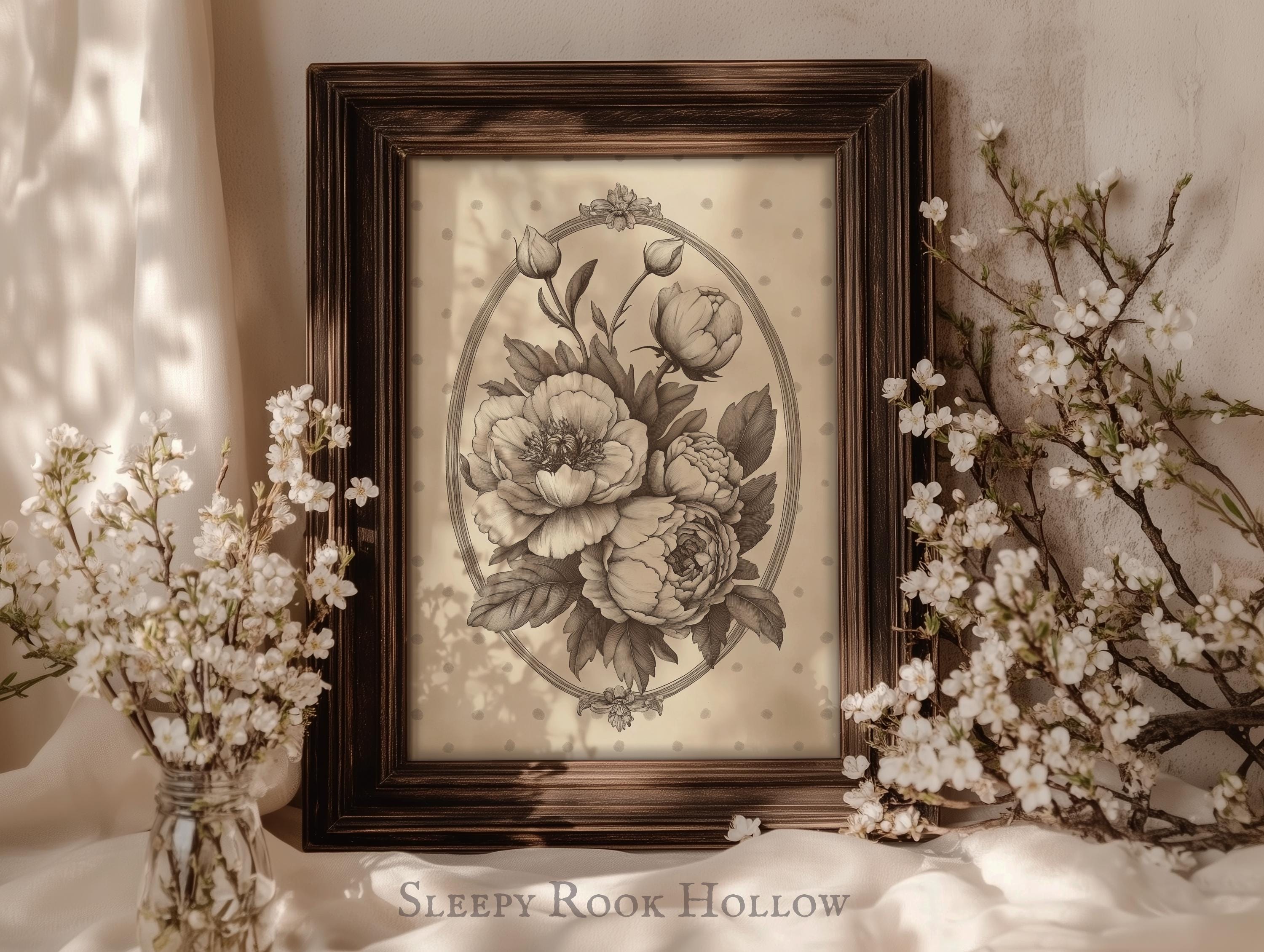 Victorian Peonies | Printable Vintage Wall Art, Neutral Cottagecore ...