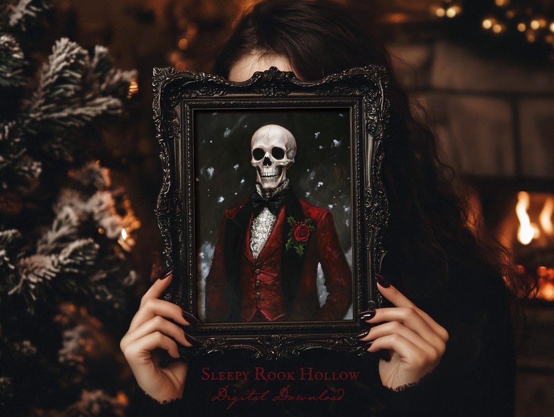 Victorian Gentleman Skeleton |PRINTABLE Wall Art, Scary Gothic Holiday ...