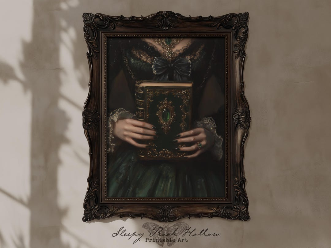 Dark Moody Printable Wall Art, Victorian Academia Aesthetic, Emerald ...