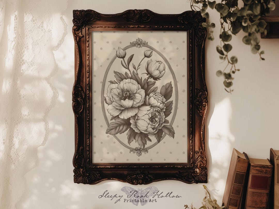Victorian Peonies | Printable Vintage Wall Art, Neutral Cottagecore ...
