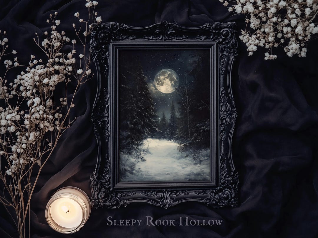 Lunar Snow | Moody Printable Wall Art, Celestial Witchy Decor, Moon ...