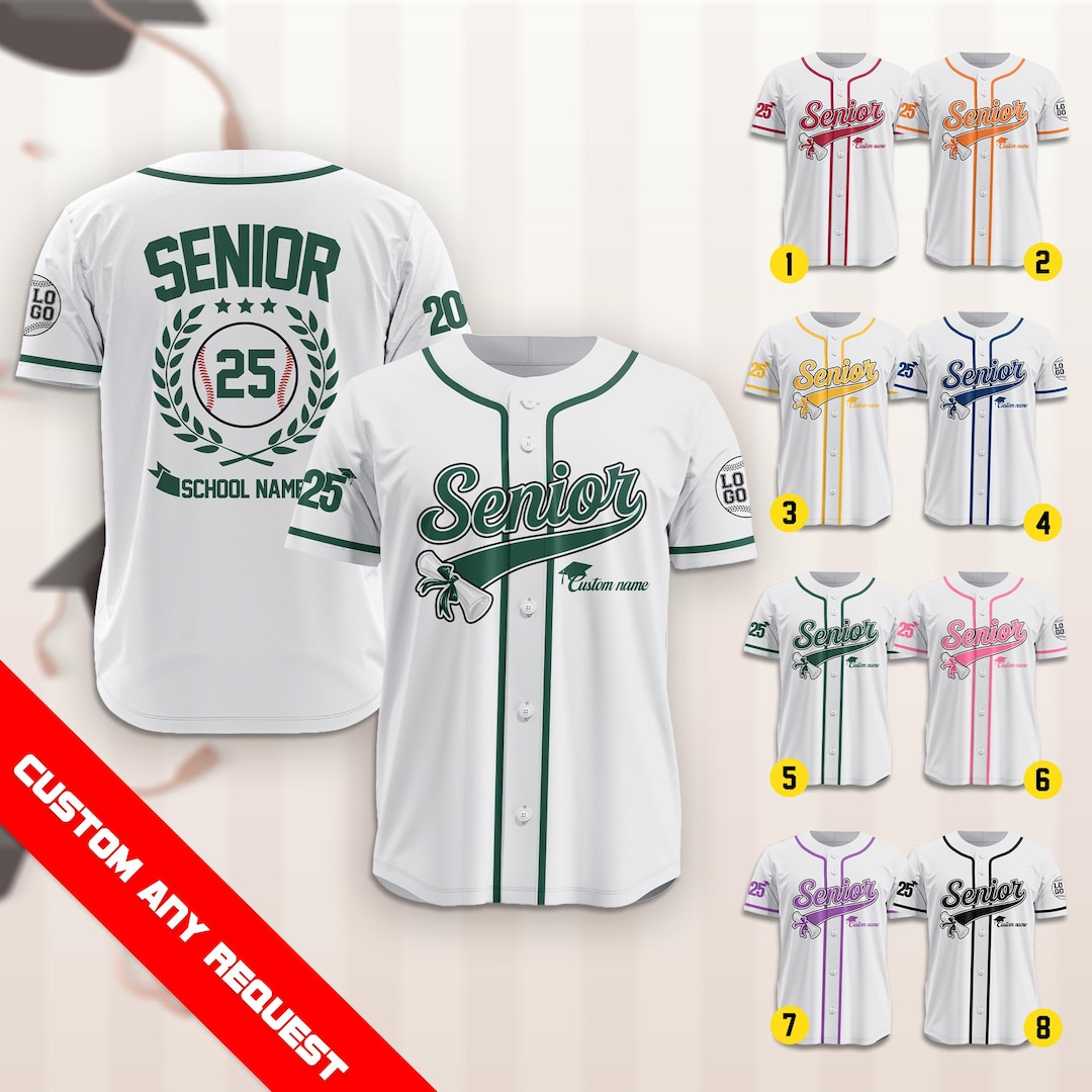 Custom Senior 2025 Baseball Jersey, Personalized Graduation Baseball ...