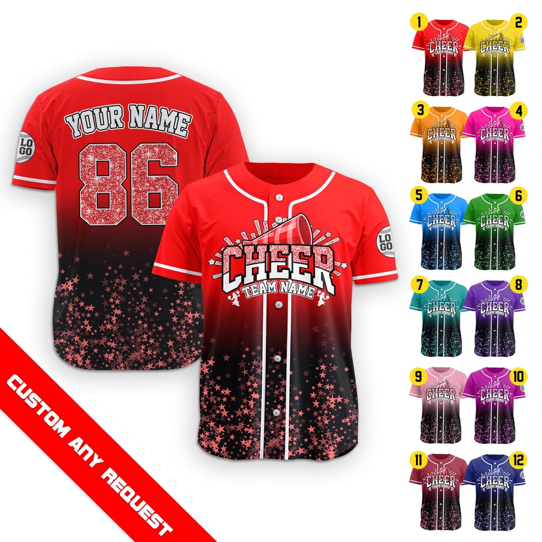 Personalized Glitter Cheer Jersey for Adult Kid, Custom Team Name ...