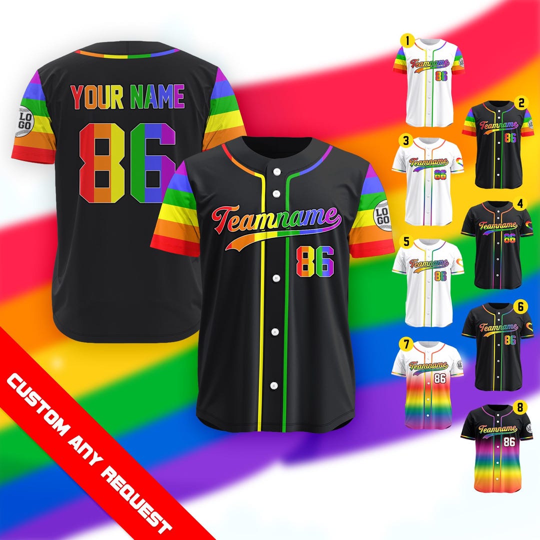 Personalized LGBTQ Pride Month Baseball Jersey for Men Women Kid ...
