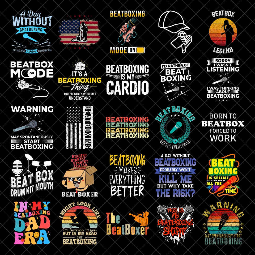 Beatboxing PNG Bundle, Funny Beatbox Quotes Sublimation Design, Music ...