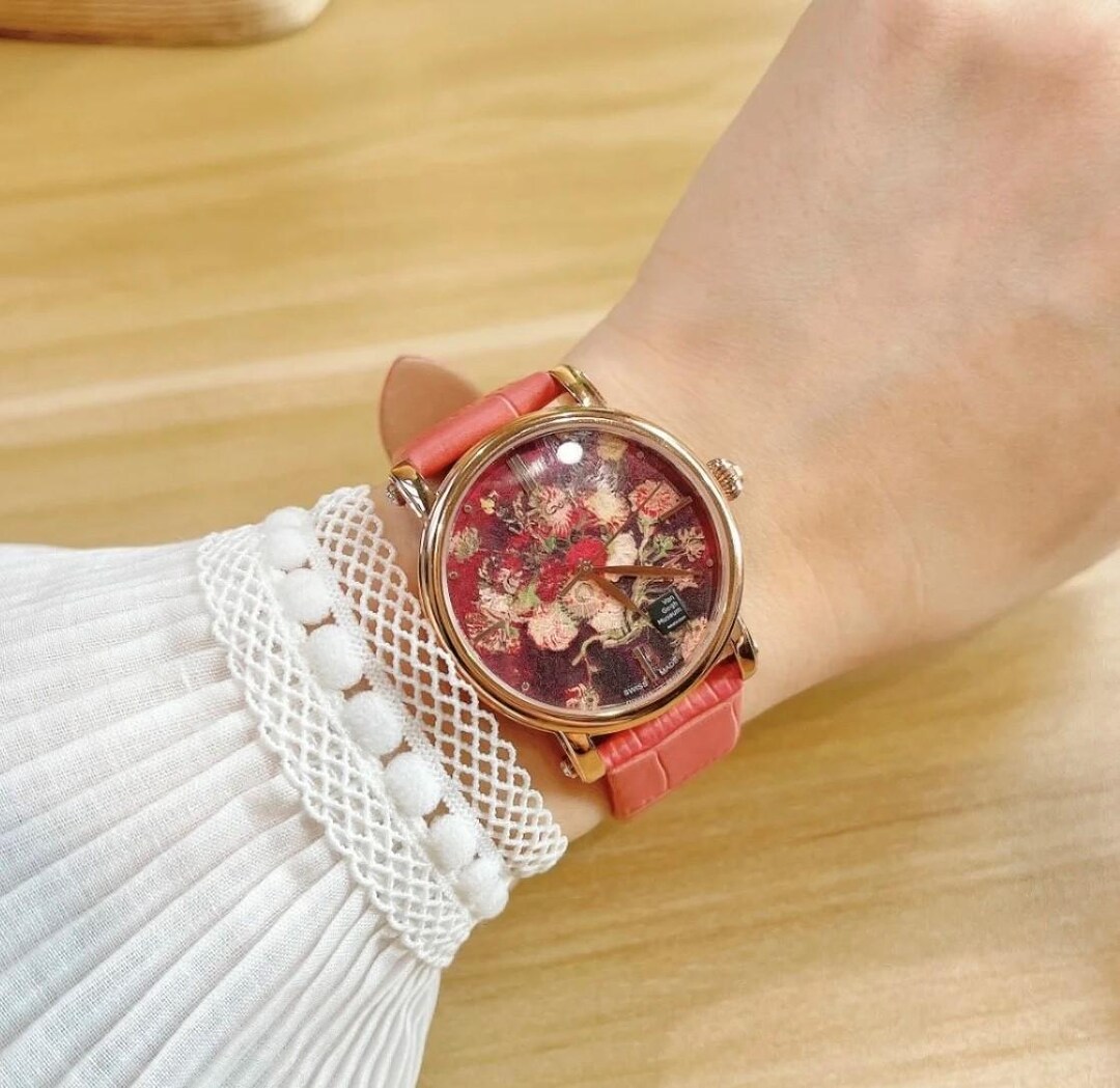 Original Design Vintage Van Gogh Oil Painting Dial Wristwatch, Leather ...