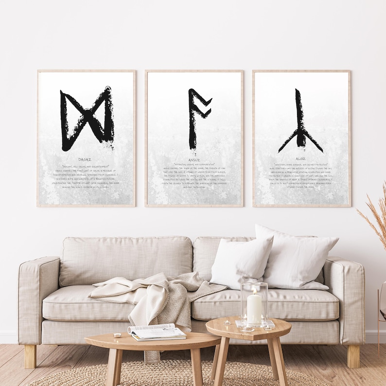 Set of 8 Printable Runic Wall Art – Ancient Nordic Symbols for Home ...