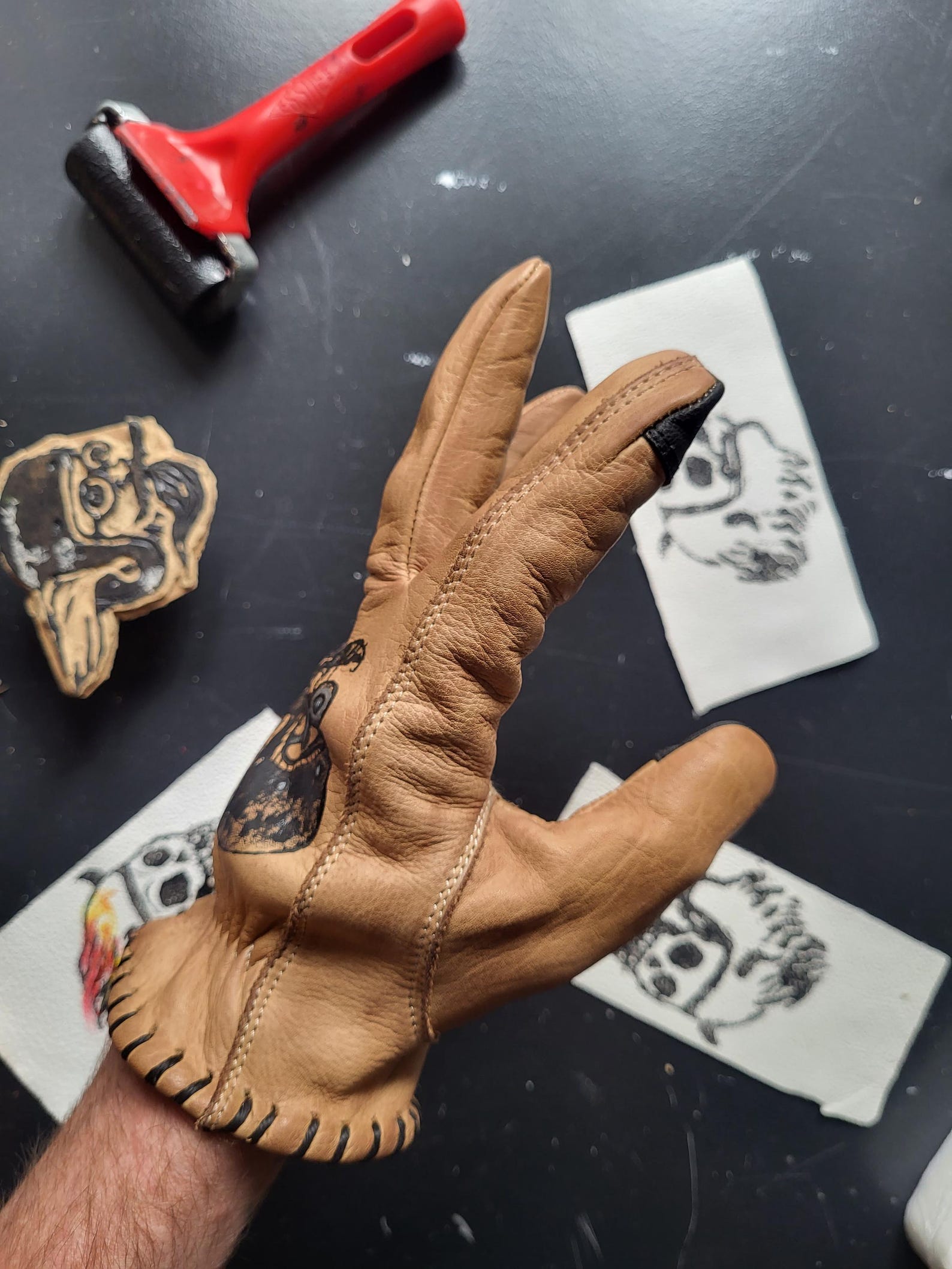 Custom Motorcycle Gloves Tattoo Illustrations Vintage Oldschool for ...