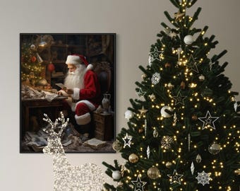 Vintage Santa Claus Digital Download Christmas Watercolor Wall Art ...