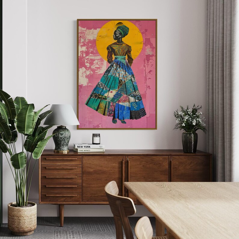 Abstract Black Art, Black Girl Wall Art, Black Woman Art, Afro Collage ...