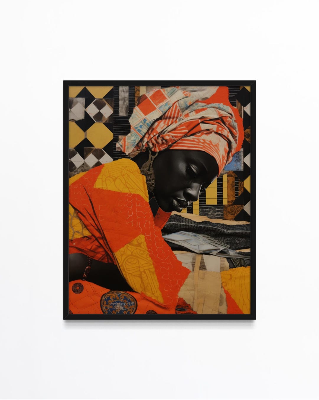 Black Woman Art Print: Afrocentric Digital Collage, African Decor ...