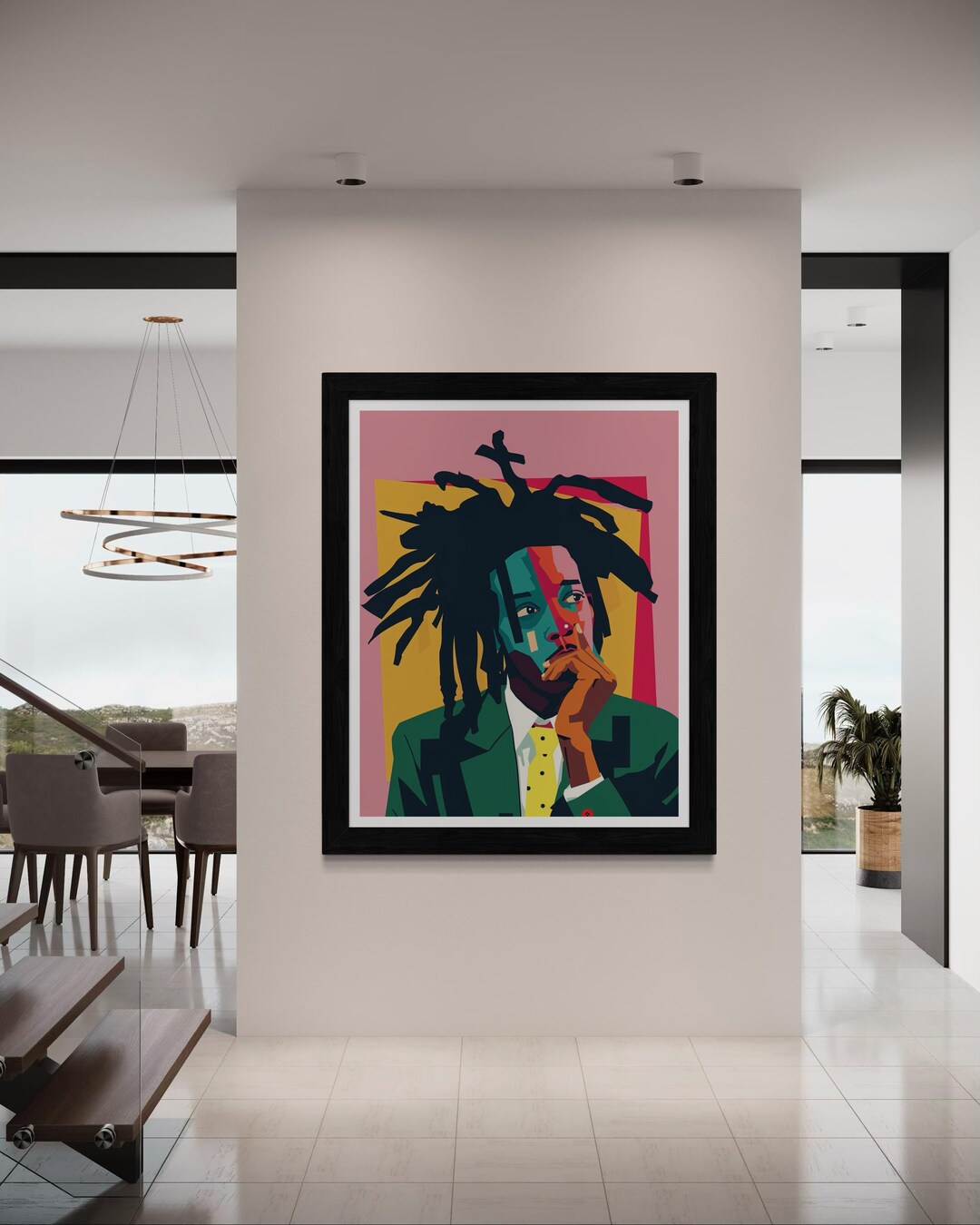 Black Man With Locs Art | Afrocentric Wall Decor | Minimalist Abstract ...