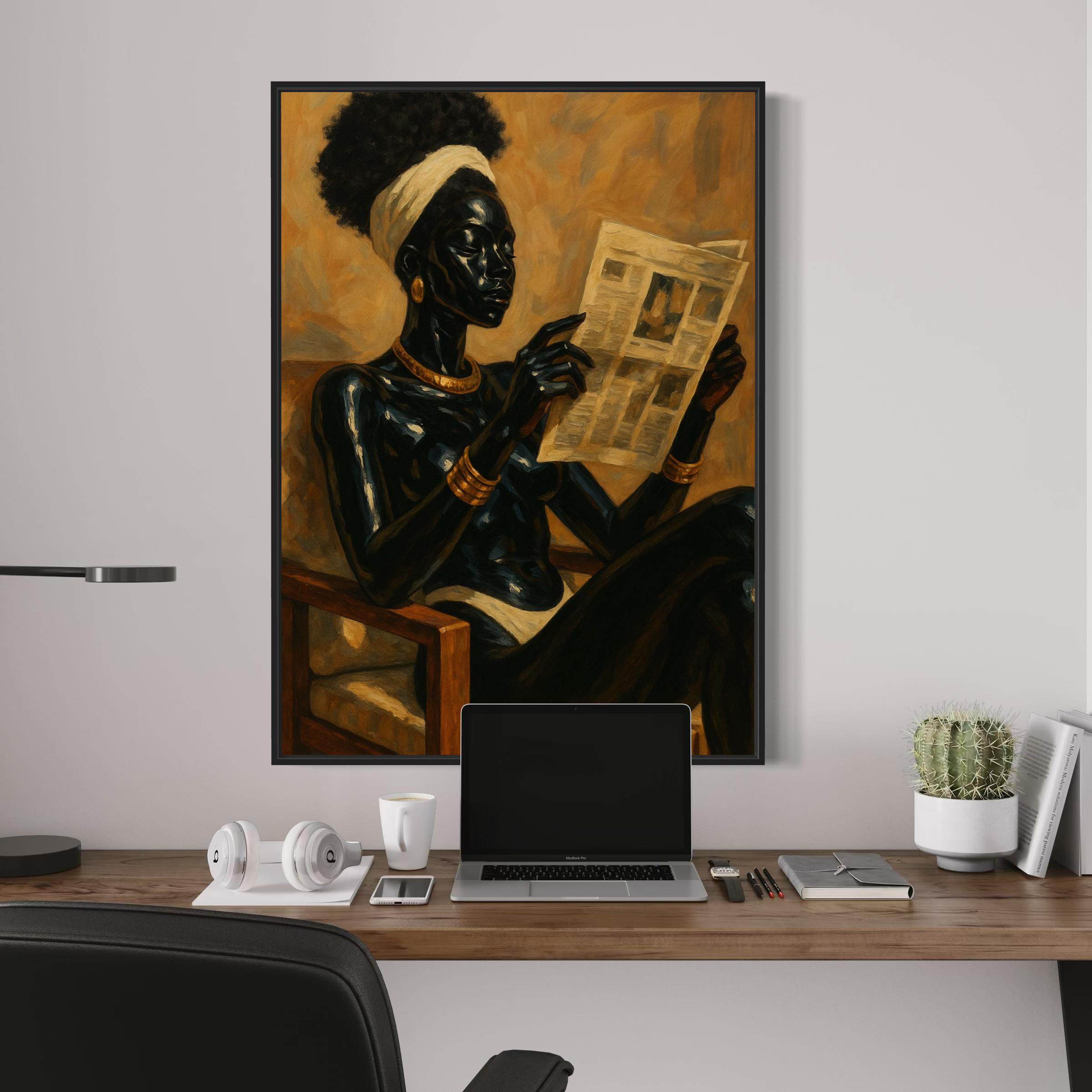 Black Girl Art Black Woman Wall Art Black Girl Reading Art Black 3611