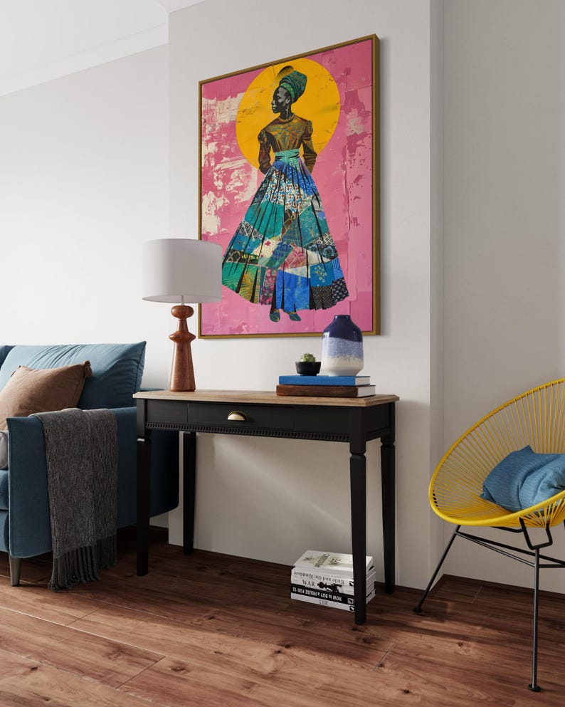 Abstract Black Art, Black Girl Wall Art, Black Woman Art, Afro Collage ...