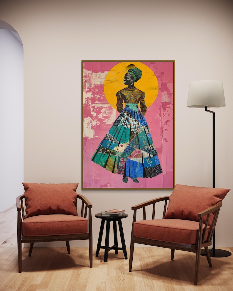 Abstract Black Art, Black Girl Wall Art, Black Woman Art, Afro Collage ...