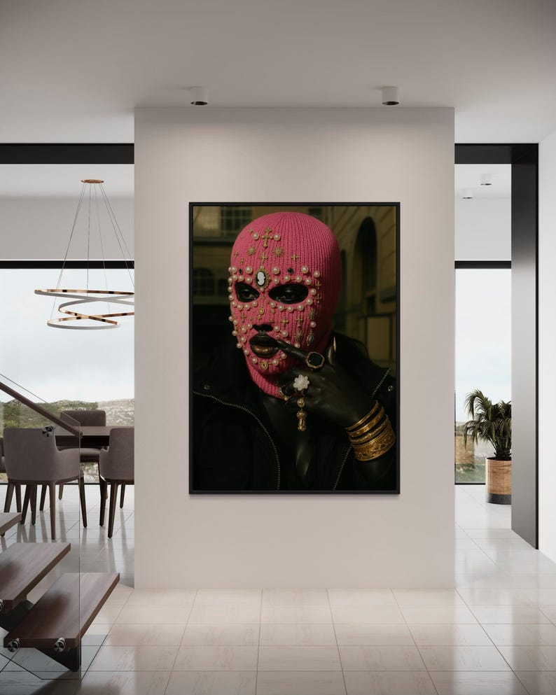 Black Art Print, Black Girl Ski Mask Art, Black Woman Art, Urban Wall ...